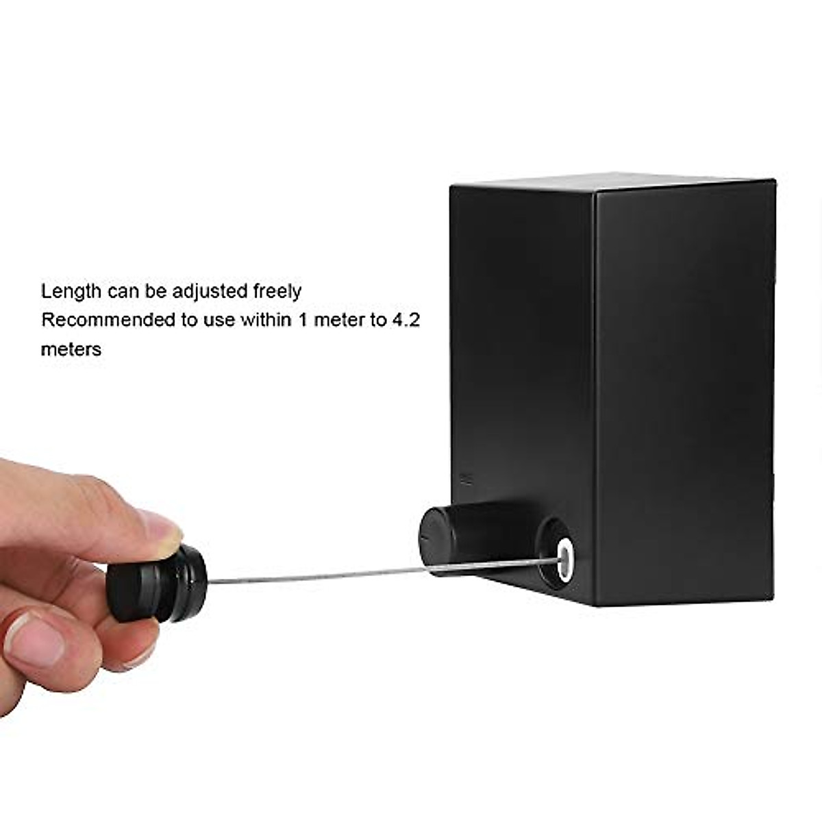 Retractable, Telescopic Adjustable Wall Mounted Drying Rope for Indoor Outdoor, Max Load 44lb(White) (Color : Black)