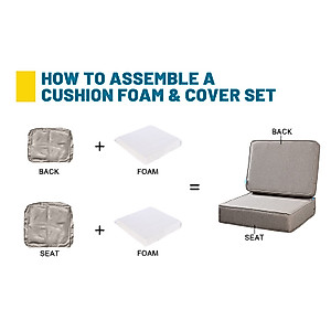 ARTPLAN Deep seat Cushions for Outdoor Furniture,24x24 Inches,Back 18"x24",H:6". Extra Thick Outdoor Patio Sofa Lawn Chair Cushions,Khaki