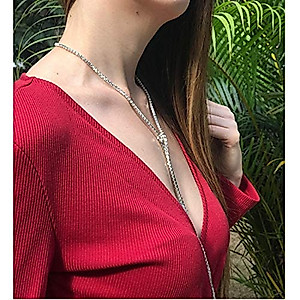 Jovono Rhinestone Choker Necklaces Silver Sparkly Necklace Long Crystal Necklace Jewelry for Women(Set A)