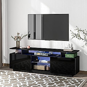 LUMISOL LED TV Stand for TVs up to 65 Inches with LED Lights 16 Colors, for Living Room Bedroom Game Room (Black, 62.9 in)