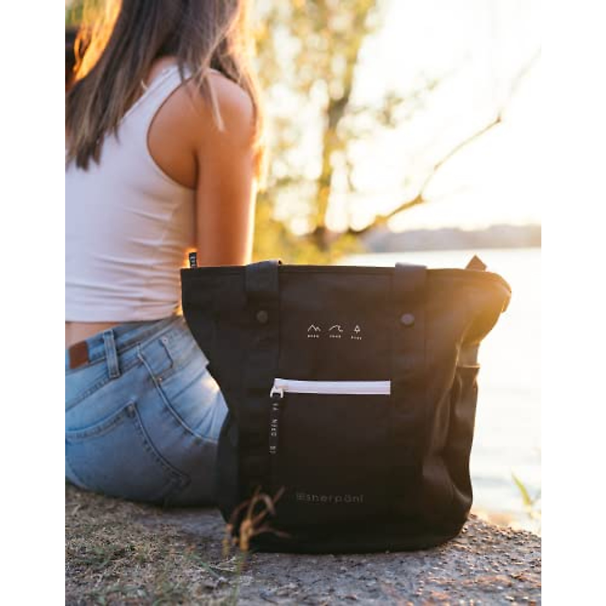 Sherpani Via, Nylon Backpack Tote with Coin Purse, Backpack for School, Backpack Purse for Women, Christmas Gifts, Fits 15 Inch Laptop (Black)