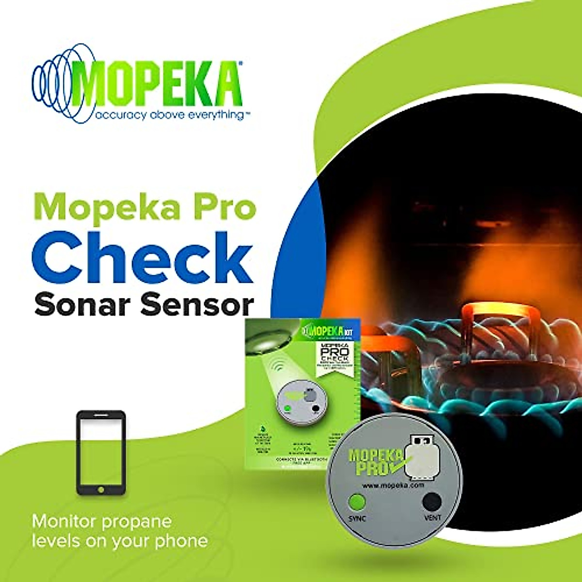 Mopeka Pro Check Sensor - Battery Powered Wireless Propane Tank Magnetic Sensor Level Indicator, Pressure Gauge Electronic for BBQ Grill - Remote Ready Propane, Butane And Fuel Level Gauge With App