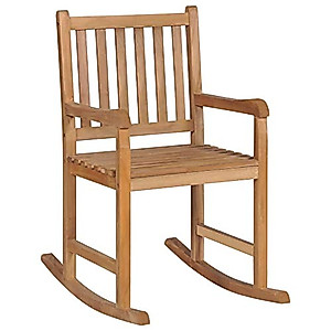WEHUOSIF Rocking Chair with,Coffee Chair,TV Chair,High Back Rocking,Porch Chair,Patio Rocker,Garden Rocking Chair,for Front Porches, Outdoor Patios, Gardens, Camping, Beige Cushion Solid Teak Wood