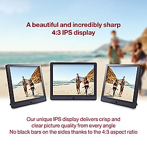 Pix-Star 15 inch WiFi Digital Picture Frame, Share Videos and Photos Instantly by Email or App, Motion Sensor, IPS Display, Effortless One Minute Setup, Highly Giftable