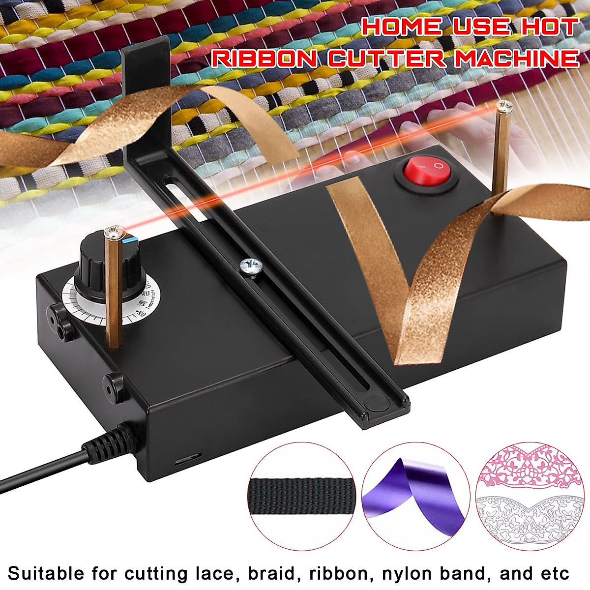 ERYUE Ribbon Cutter, Home Use Hot Ribbon Cutter Machine DIY Rope Band Craft DIY Manual Cut Tool