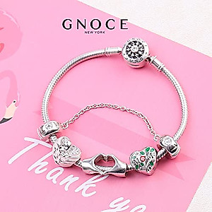 GNOCE "Love Safety Chain Charms 925 Sterling Silver Connection Chain Charms Engraved with Love Safety Chain Fit All Bracelet for Protect and Extend Your Bracelet