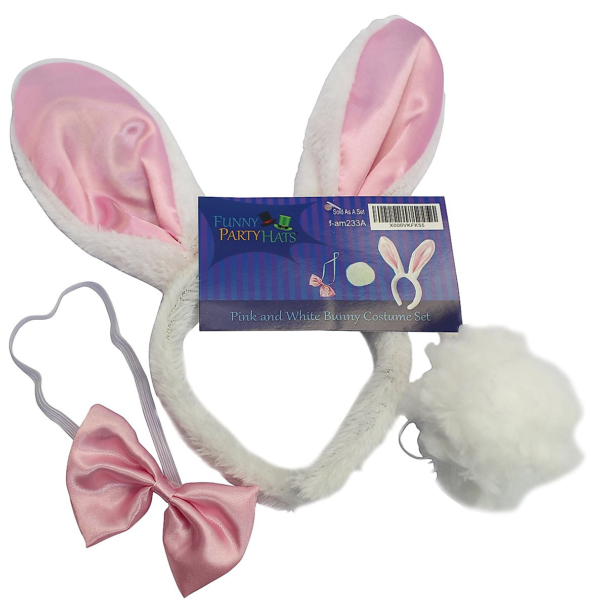 Bunny Ears and Tail w/Bow - Easter Costume - Bunny Headband by Funny Party Hats