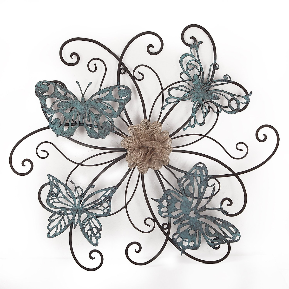 Asense Metal Butterfly Wall Décor Flower Wall Sculpture Art Home Decoration for Living Room Bedroom Indoor Outdoor