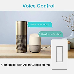 Smart Light Switch, WiFi Smart Double Switch Button, Compatible with Alexa and Google Home, Remote Control with Timing Funtion, No Hub Required,Smart Life APP Provides Control from Anywhere