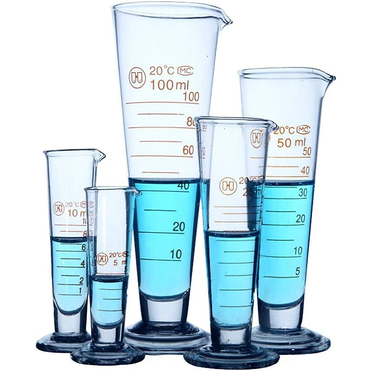 Professional Lab Graduated Measuring Cup with Spout 5ml Wide Mouth Glass Conical Beaker Thickened Borosilicate Beaker Heat Resistant (5ml) Transparent