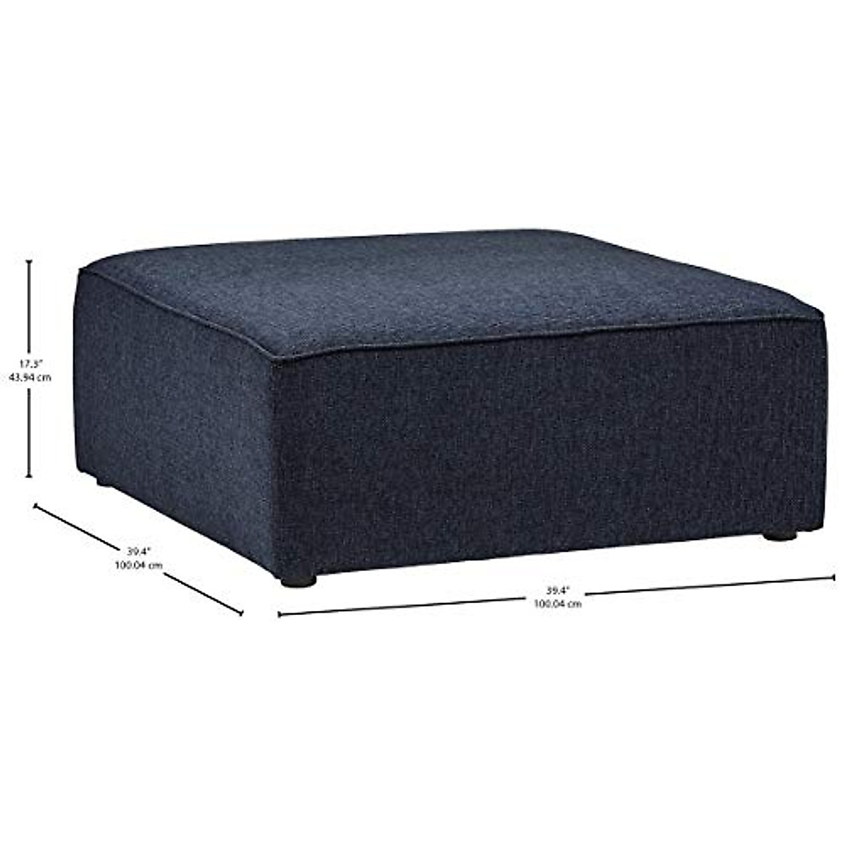 Amazon Brand - Rivet Audrey Modern Square Ottoman, 39"W, Denim