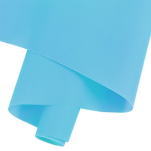 HGUAN Smooth Solid Color PVC Jelly Roll Waterproof Vinyl Faux Leather Fabric 12"X53"(30cmX135cm) for Making Crafts,Hair Bows,and Sewing Craft Projects (Sky Blue)