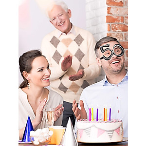 Frienda 9 Pairs 50th Birthday Glasses with Rhinestones Costume Sunglasses Novelty Eyewear Celebration Decoration(Black)