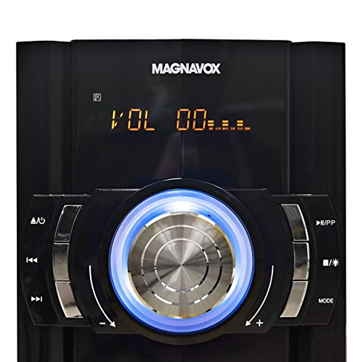 Magnavox MM440 3-Piece CD Shelf System with Digital PLL FM Stereo Radio, Bluetooth Wireless Technology, and Remote Control in Black | Blue Colored Lights | LED Display | AUX Port Compatible |