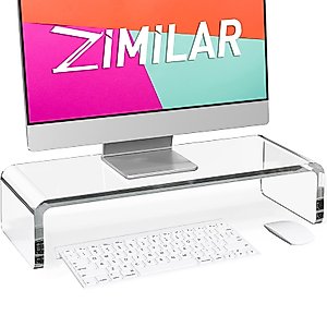 Zimilar 20 inch Large Acrylic Monitor Stand Riser, Crystal Clear Monitor Riser, Acrylic Computer Stand Riser with Keyboard Storage for Computer, Laptop, PC,iMac
