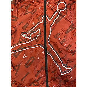 Jordan Boys All Over Logo Windbreaker Jacket in Gym Red with Hood Rain Jacket (as1, alpha, l, regular, Gym red)