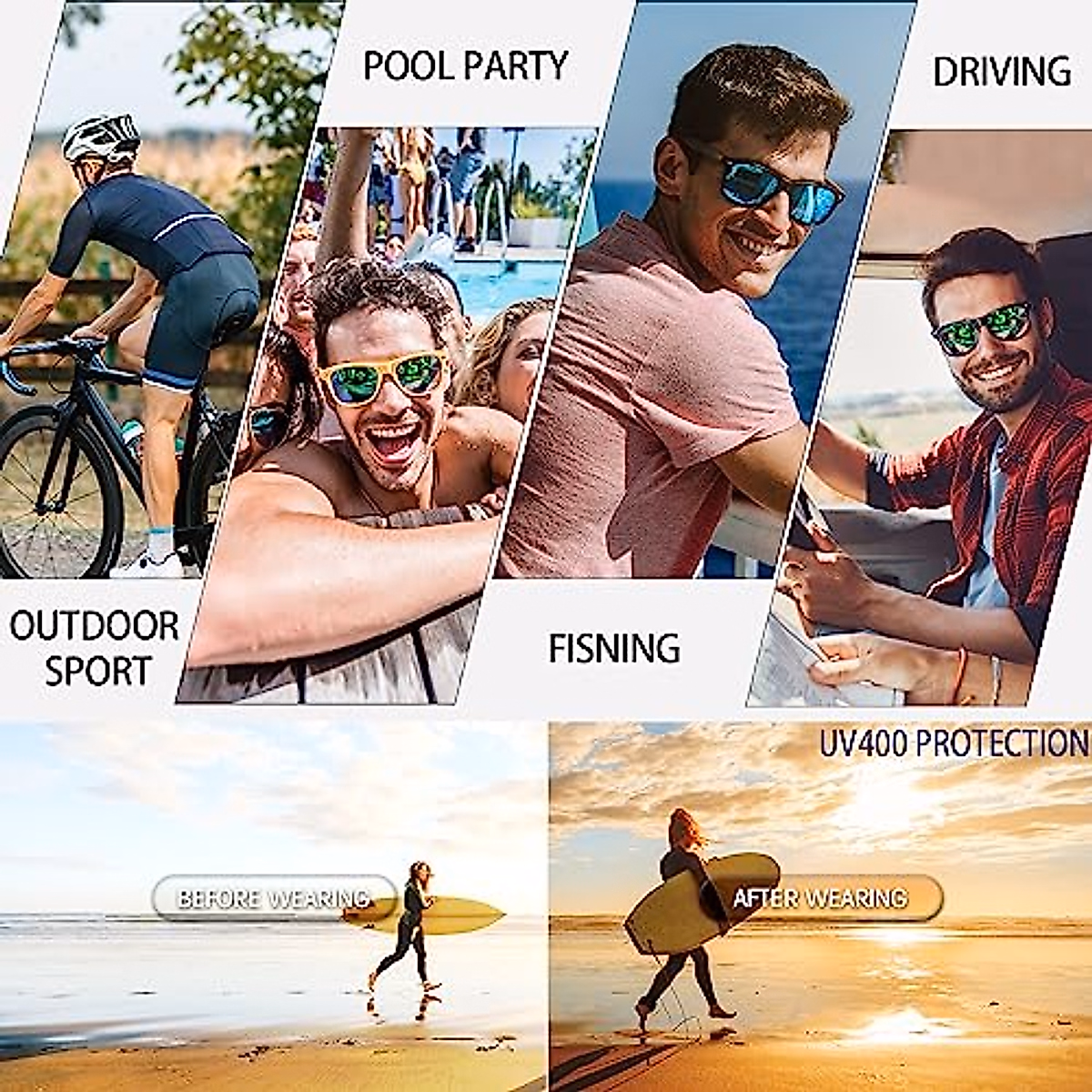 Pibupibu 10 Pack Neon Party Sunglasses Bulk, Wholesale Retro 80s Clear Colorful Mirrrored Lens Sunglasses Party Favors