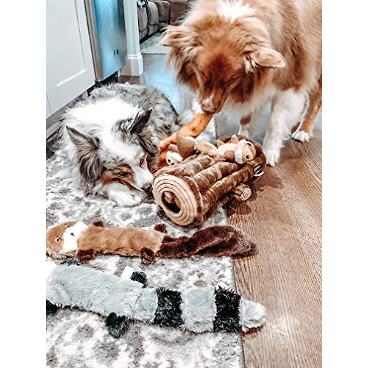 ZippyPaws Skinny Peltz - Fox, Raccoon, & Squirrel - No Stuffing Squeaky Dog Toys, Unstuffed Chew Toy for Small & Medium Breeds, Bulk Multi-Pack of 3 Soft Plush Toys, Flat No Stuffing Puppy Toys - 18"
