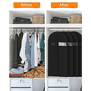 Garment Bags for Hanging Clothes (8 packs,43 inches) Black Suit Bags for Closet Storage and Travel with Clear Window for Sweater Coat Suits Shirt