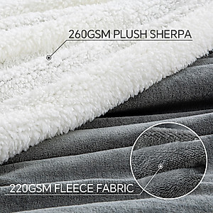 BEDELITE Sherpa Fleece Blanket - Thick Warm Blankets for Winter, Reversible Soft & Cozy Fluffy Throw Blanket for Couch and Bed (Grey, 50" X 60")