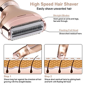 Electric Shaver for Women - Painless Electric Razor for Legs, Face & Bikini Line - Portable Wet and Dry Trimmer -Safe & Cordless - Micro USB Rechargeable