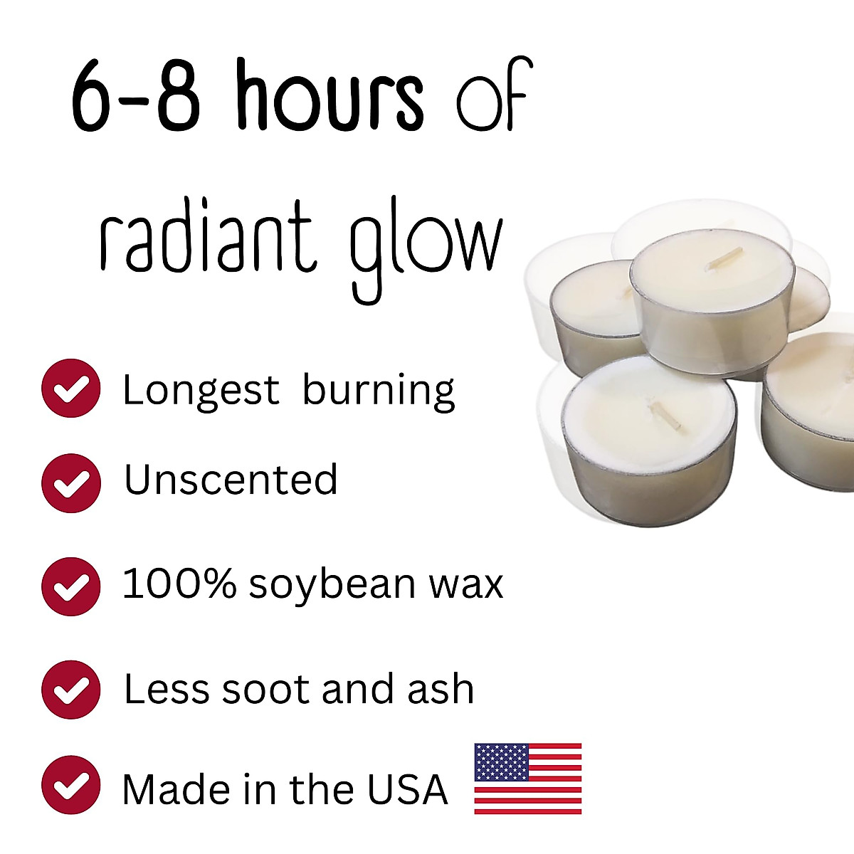 50 Soy Tealights by Soyworx Unscented All Natural Color White Tea Light