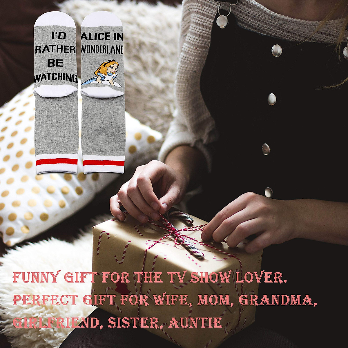 2PAIRS Novelty Alice Movies Inspired Socks For Movies Lovers Birthday Gifts