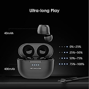 HIFI WALKER Wireless Earbuds, T10 Bluetooth Earbuds with Microphone and Touch Control, HiFi Stereo Sound Earphones in Ear, Black