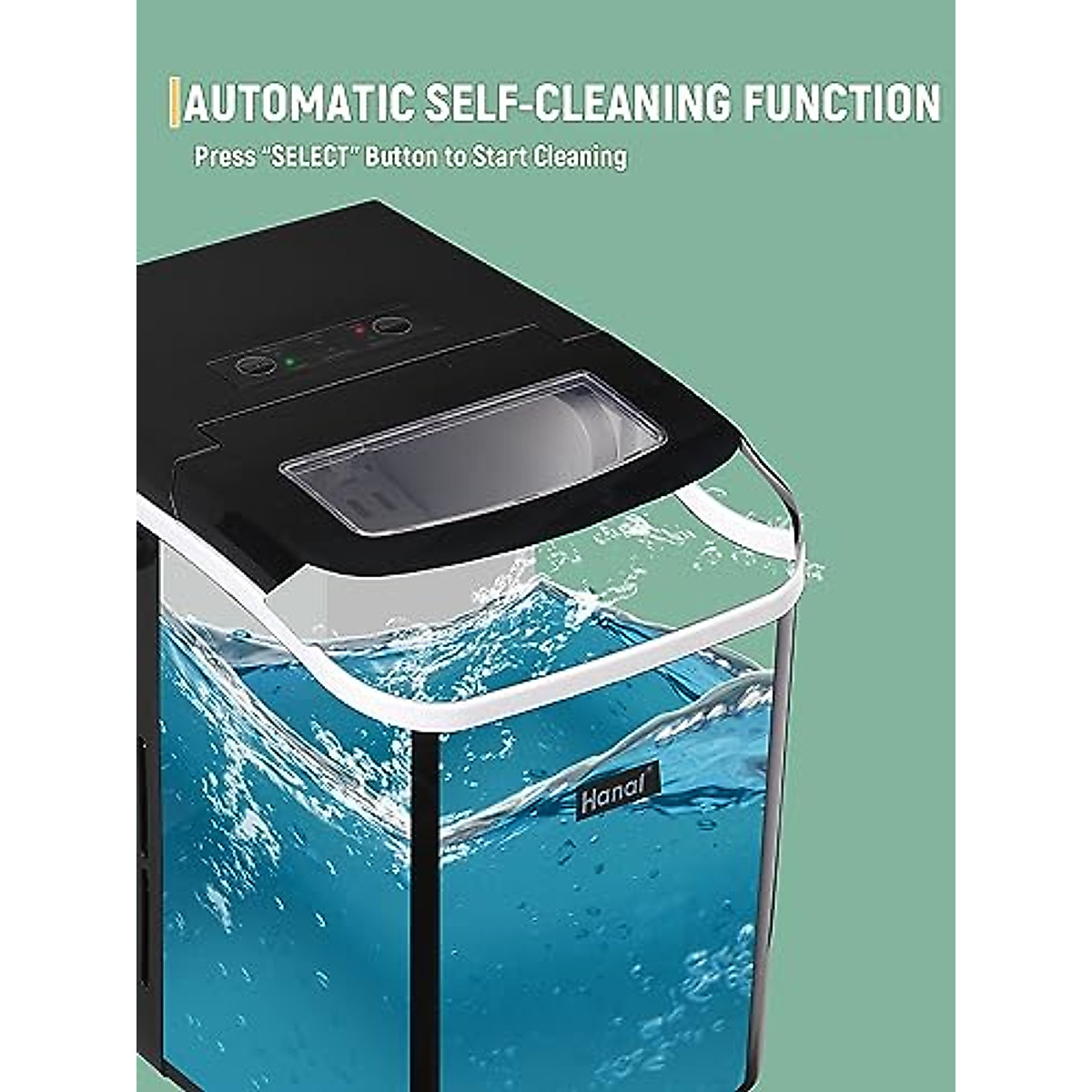WANAI Ice Maker Countertop Portable Ice Maker Machine Self-Cleaning 26lbs/6-8Mins/24Hrs Ice Machine with Two Ice Cube Sizes and Scoop & Basket for Home/Office/Bar/RV Use