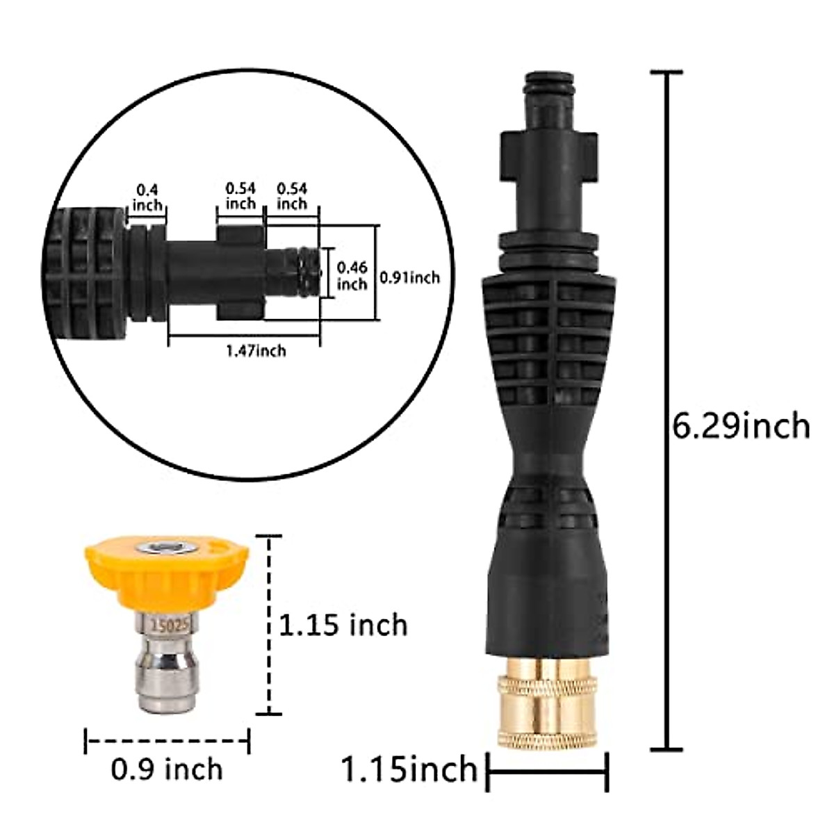 M MINGLE Foam Cannon, Replacement Parts for Portland Husky and Ryobi Pressure Washer, with 5 Nozzle Tips, 1/4 Inch Quick Connector