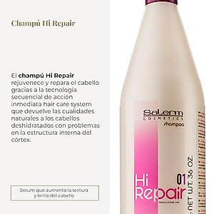 Salerm - Repairing Shampoo - Hi Repair Shampoo - 1000 ml - Deep Hydration for Damaged Hair - Repairs and Rejuvenates - Shinier and Softer Hair - Immediate Effect