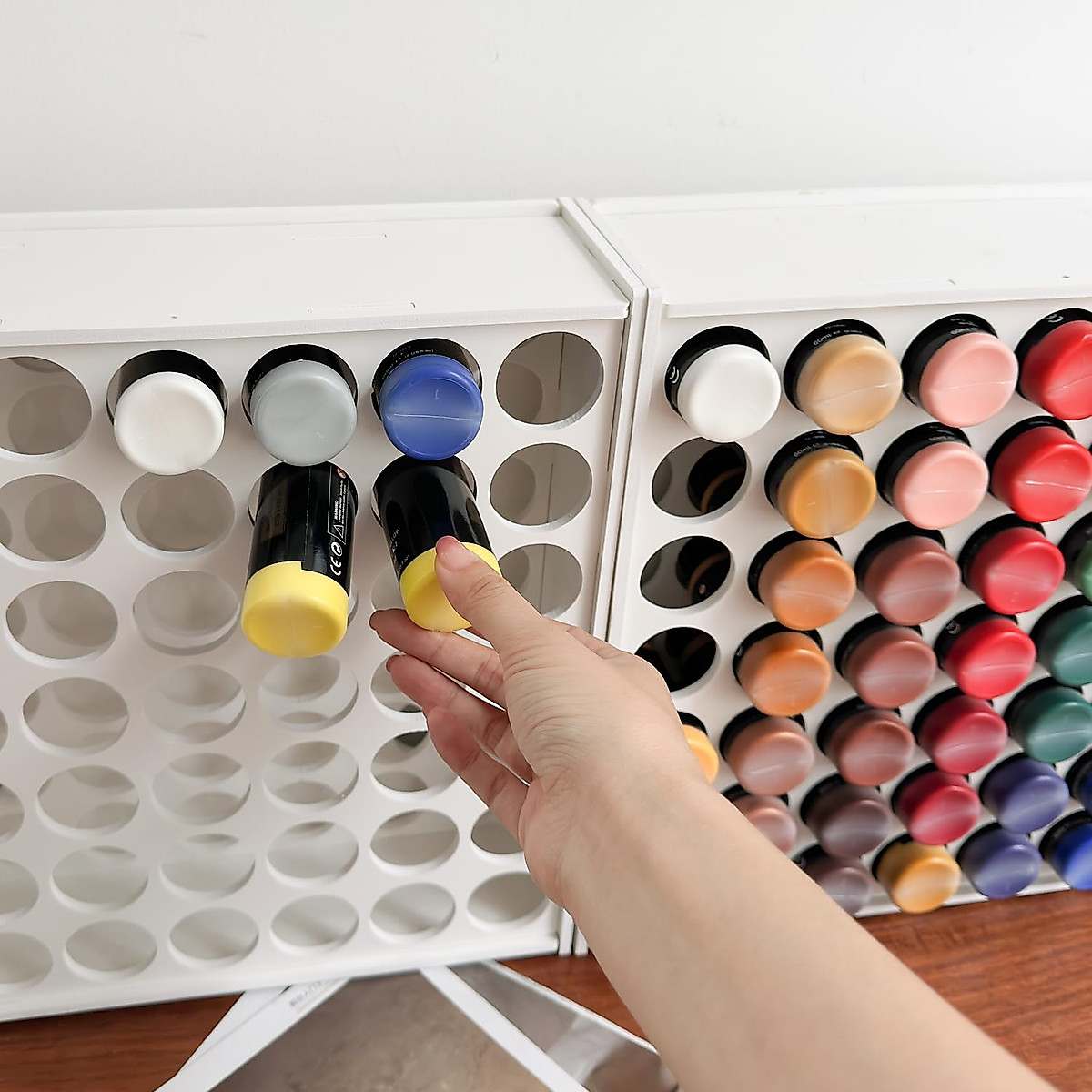 Anmboor 2pack Acrylic Paint Organizer 49 Holes Craft Paint Storage for for Apple Barrel, Folkart 2oz Craft Paints
