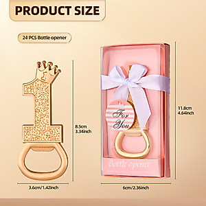 wxfdac 24 boxes of 1-year-old birthday party favors, guest gifts 1 Bottle opener, 1-year anniversary decorations, souvenirs, girls' gifts (pink)