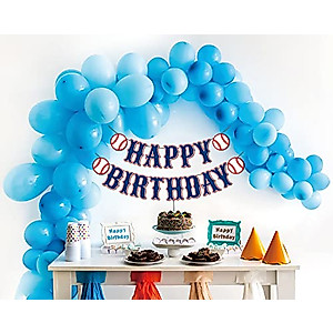 OZCZKZZ Happy Birthday Banner Baseball,Navy Blue,Baseball Birthday Party Decorations