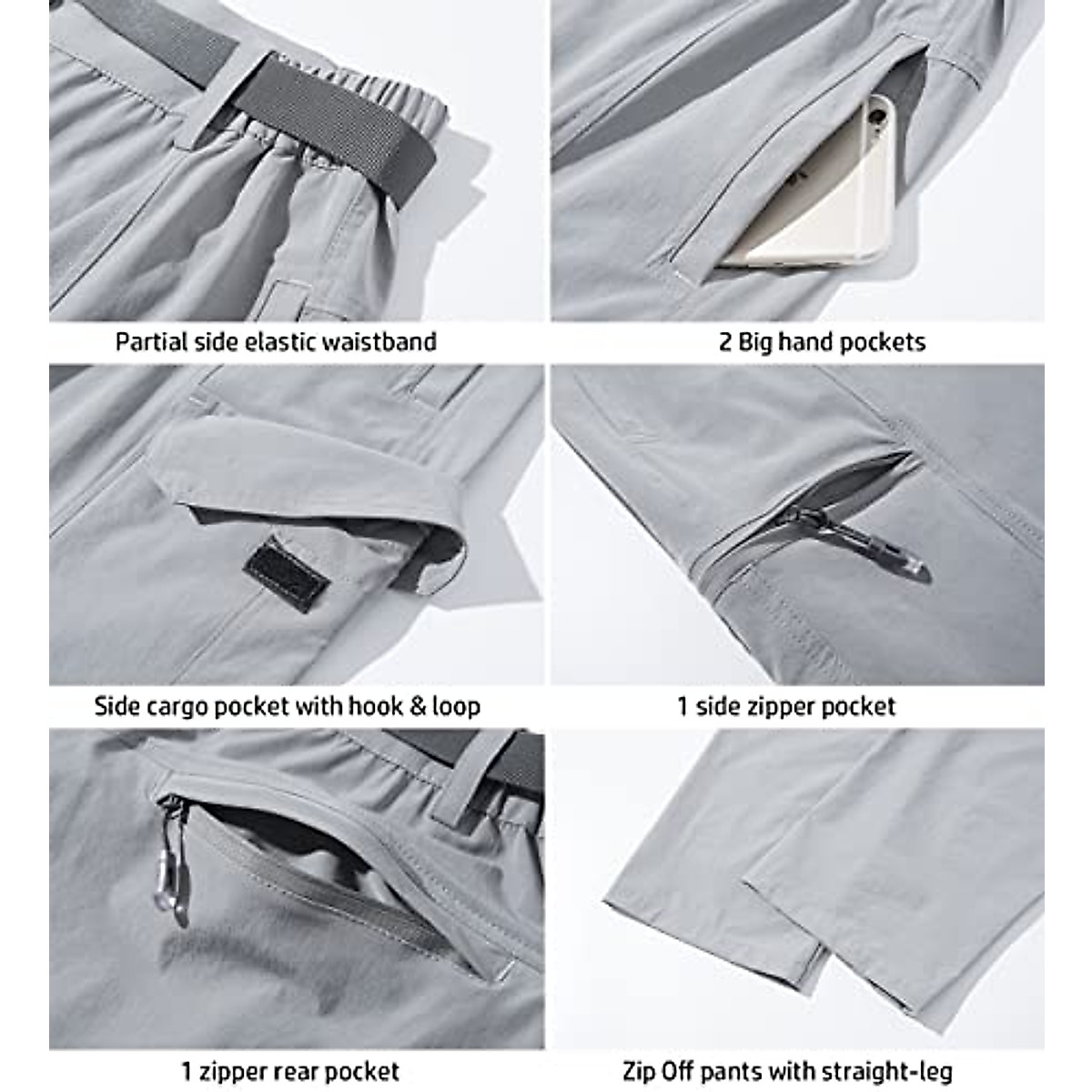 MANSDOUR Men's Hiking Pants Convertible Quick Dry Lightweight Zip-Off Outdoor Work Pants Waterproof Tactical Cargo Fishing Mountain Travel Trousers Breathable Casual Camping Safari Pants Green