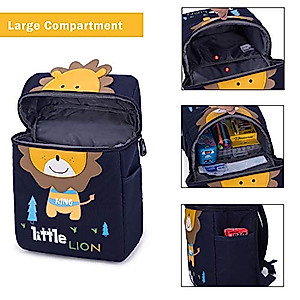 willikiva Cute Zoo Little 3d Backpack Kid Backpacks for Boys and Girls Toddler Backpack Waterproof School Bag Safety Harness Leash (Lion)