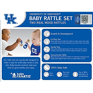 BabyFanatic Wood Rattle 2 Pack - NCAA Kentucky Wildcats - Officially Licensed Baby Toy Set