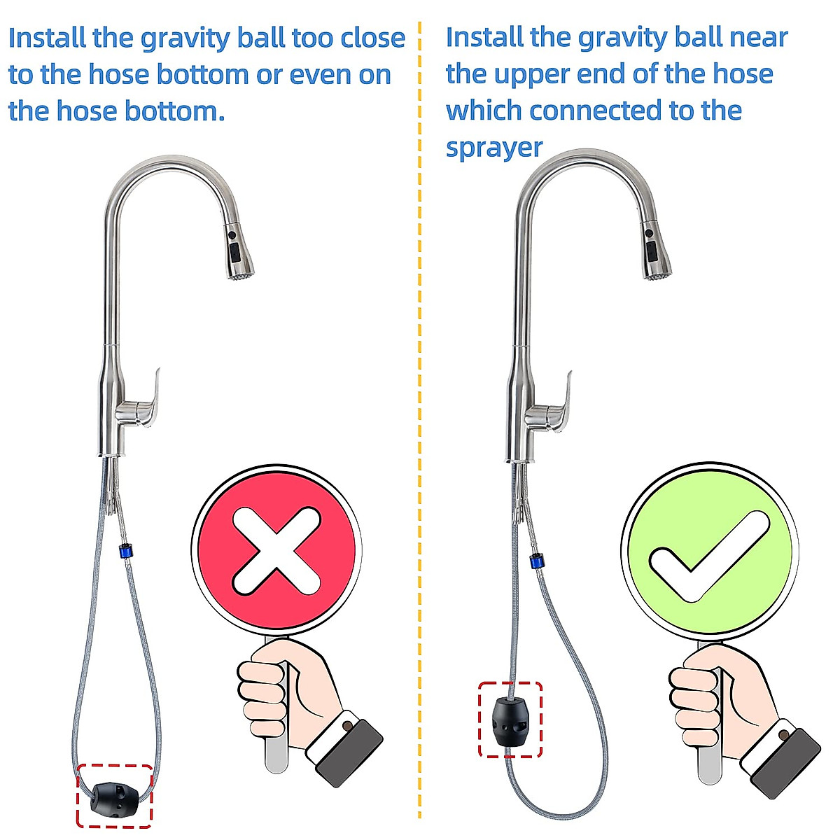 Xuchuan 18.34oz(520g/1.15lb) Universal Kitchen Pull Down Faucet Hose Weight Ball, Sink Basin Pull Out Sprayer Heavy Gravity Replacement Parts