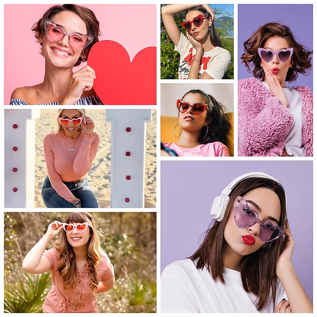 FEISEDY Vintage Heart Shaped Sunglasses Women Stylish Love Eyeglasses B2421-P1