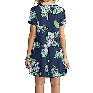 MOLERANI Women's Casual Plain Simple T-Shirt Loose Dress(Green Plantain,L)