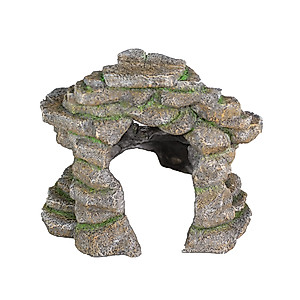 Penn-Plax Reptology Shale Scape Step Ledge & Cave Hideout – Decorative Resin for Aquariums & Terrariums – Great for Reptiles, Amphibians, and Fish – Extra Large