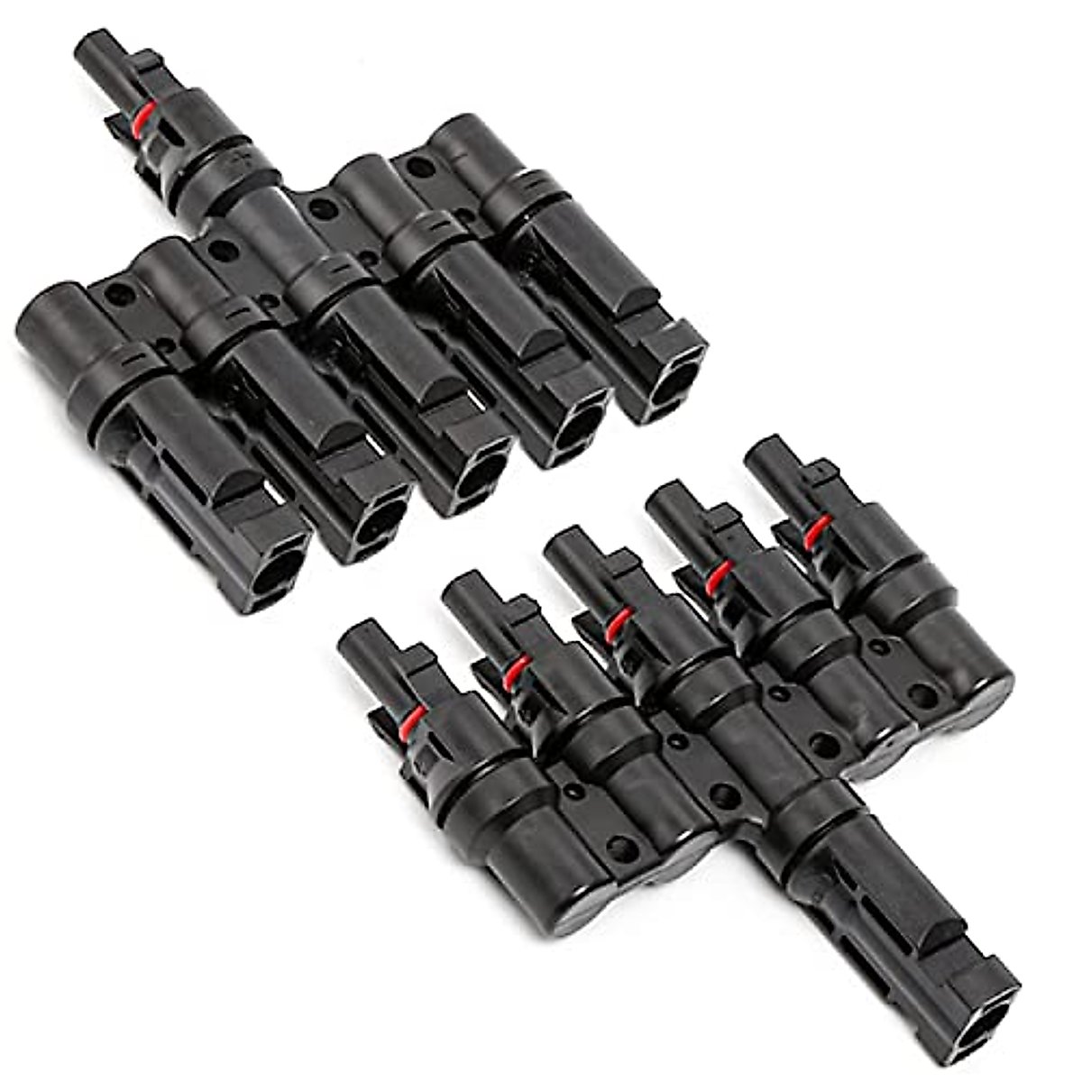Jtron 5 to 1 Solar Branch Connectors 5 Way Branch DIY Mount Tool Branch Y Connector in Pair MMF+FFM for Parallel Connection Between Solar Panels (5)