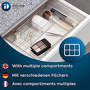 iDesign Expandable Vanity Drawer Organizer, The Clarity Collection – 11.25” to 18.5”, Clear