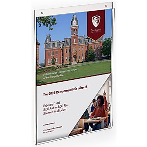 Set of 10, Wall Mounted Sign Holder for 8.5x11 Posters, Clear Acrylic, Easy Updating Without Removing The Frame from The Wall