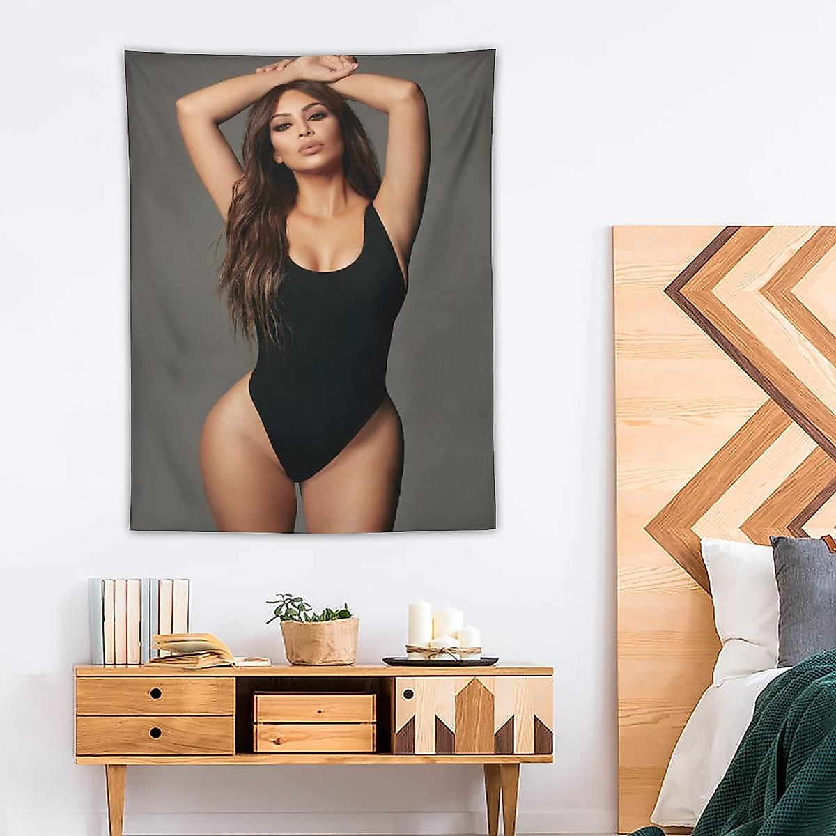 YWVWY Kim Kardashian Poster American Celebrity Poster Tapestry Decorative Painting Polyester Wall Art Living Room Tapestries Bedroom Prints 30"x40"