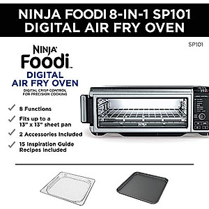 Ninja SP101 Foodi 8-in-1 Air Fry Large Toaster Oven Flip-Away for Storage Dehydrate Keep Warm 1800w XL Capacity (Renewed) BLACK