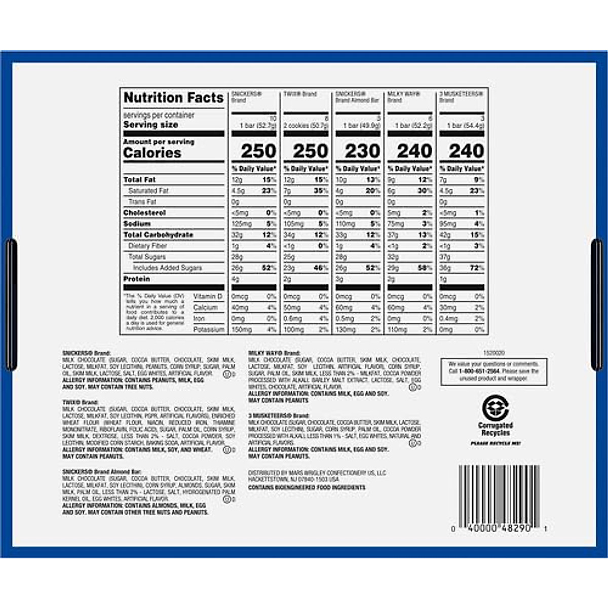 M&M Mars Chocolate Bar Variety Pack, 55 Ounce, 30 Count