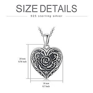SOULMEET Personalized Rose Flower Heart Shaped Locket Necklace Sterling Silver That Hold 2 Pictures Memory Photos Custom Any Photo Christmas Gift Idea (Custom 2 photoes)