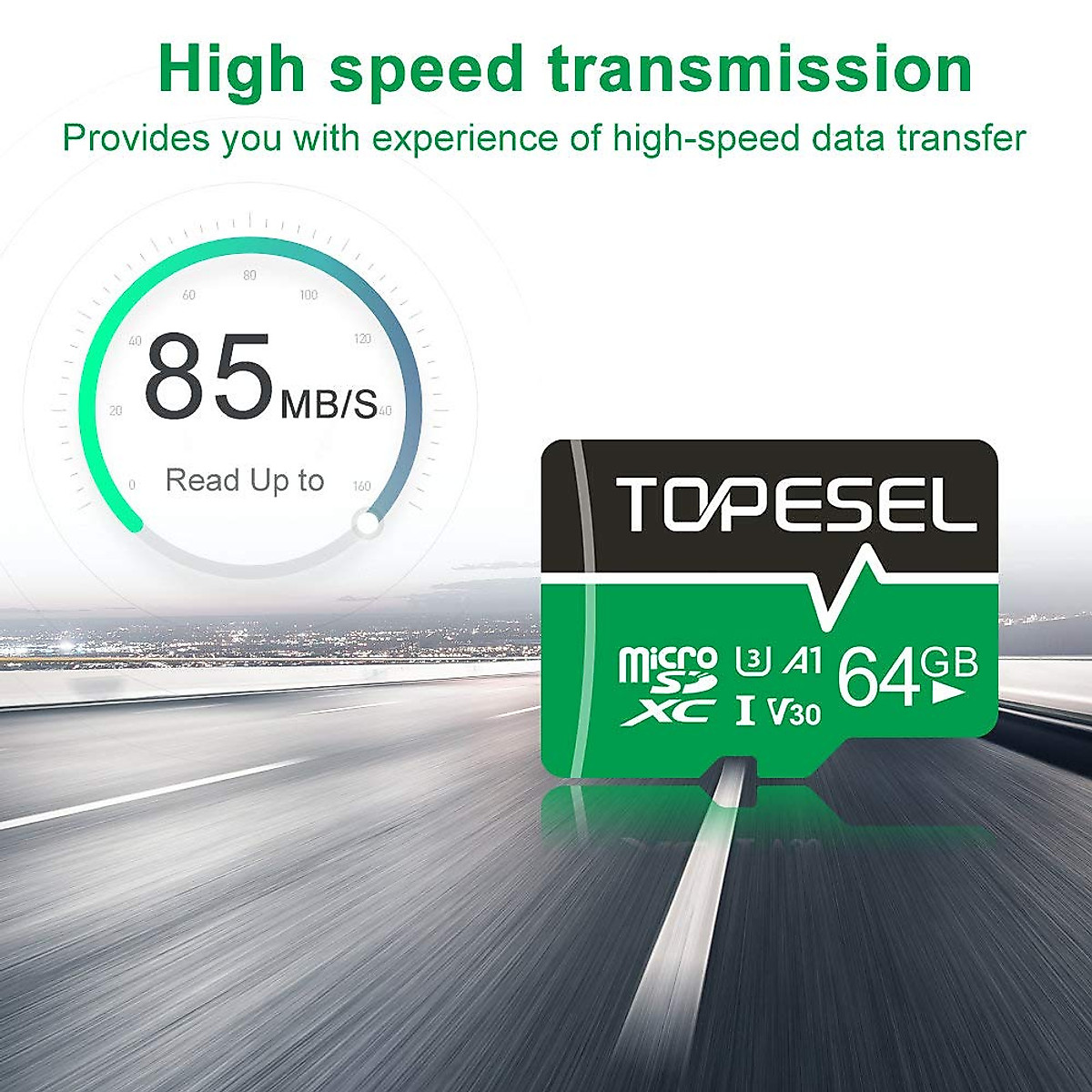 TOPESEL 64GB Micro SD Card 2 Pack Memory Cards U3 V30 Micro SDXC UHS-I TF Card for Camera/Drone/Dash Cam(2 Pack U3 V30 A1 64GB)