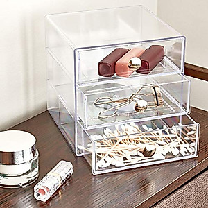iDesign BPA-Free Plastic 3-Drawer Vanity Organizer - 6.5" x 6.5" x 6.5", Clear